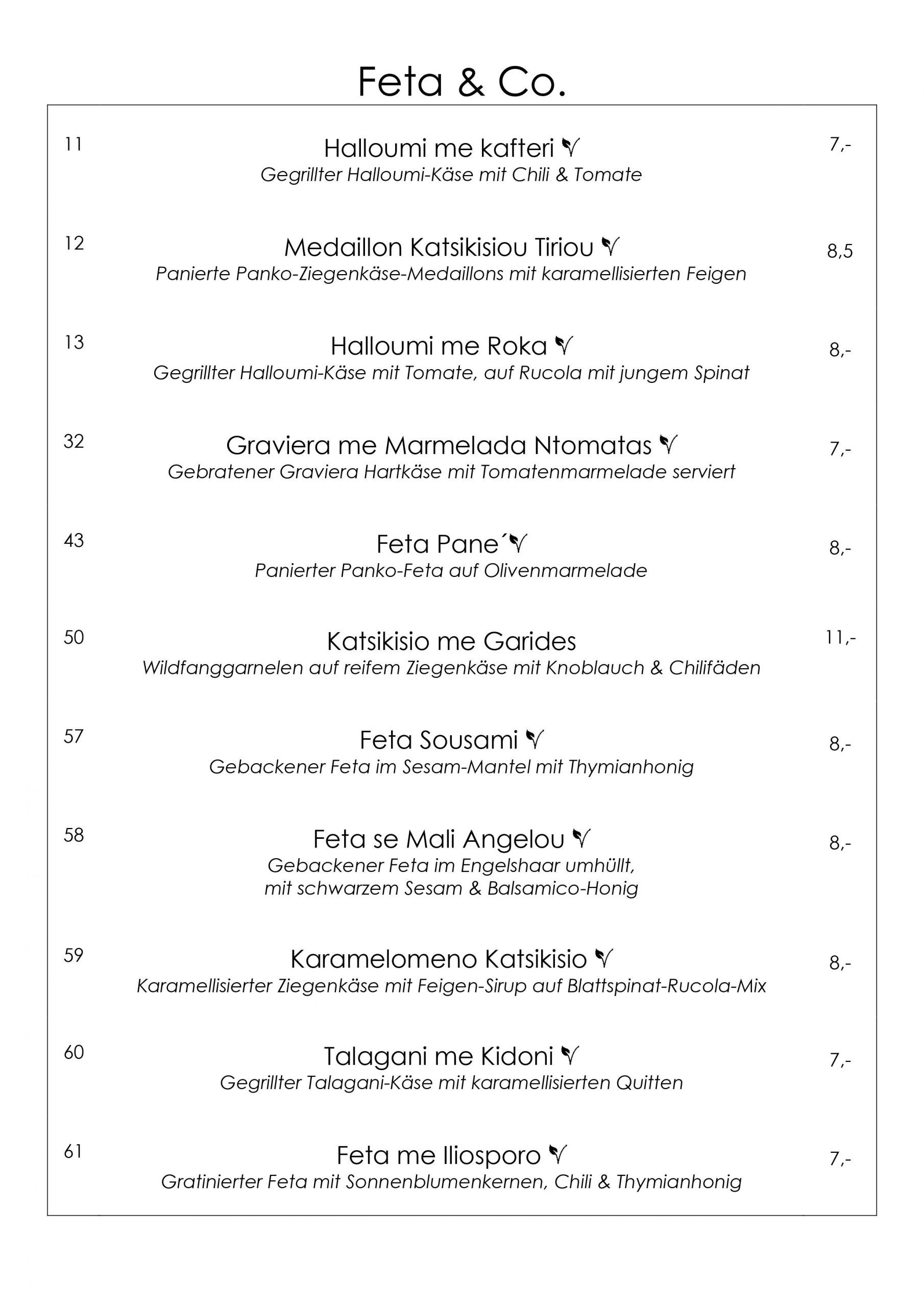 Speisekarte – Restaurant ARGO